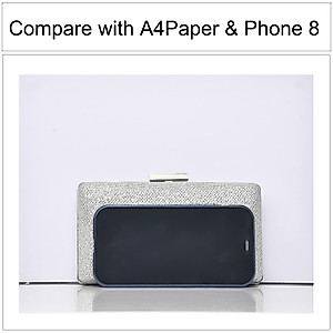 Evening Clutch Bag with Sparkling Glitter for Formal Wedding Graduation Party Elegant Crossbody Shoulder Handbag (Silver)