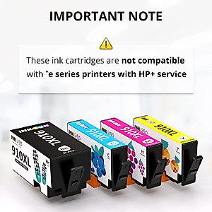 INKFUN 910 910xl Ink Cartridges Combo Pack Replacement for Printer Ink 910 for OfficeJet Pro 8020 8025 8025e 8035 8035e 8028 8022 8015 Printer, Black Cyan Magenta Yellow(4 Pack)