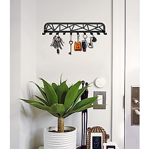 SirHoldeer Key Rack for Wall, Black Key Holder for Wall Decorative, Metal Wall Decor for Office, Hallway, Entryway, Key Hooks Hanging Keys, Small Key Hanger for Wall, Farmhouse Sweet Home Sign