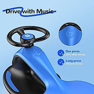 Electric Wiggle Car Ride On Toy, ANPABO 2 in 1 Wiggle Car with Rechargeable Battery and Pedal, Anti-Rollover Wheels with Colorful Lights, Swing Car for Toddlers and Kids Age 3 Years up