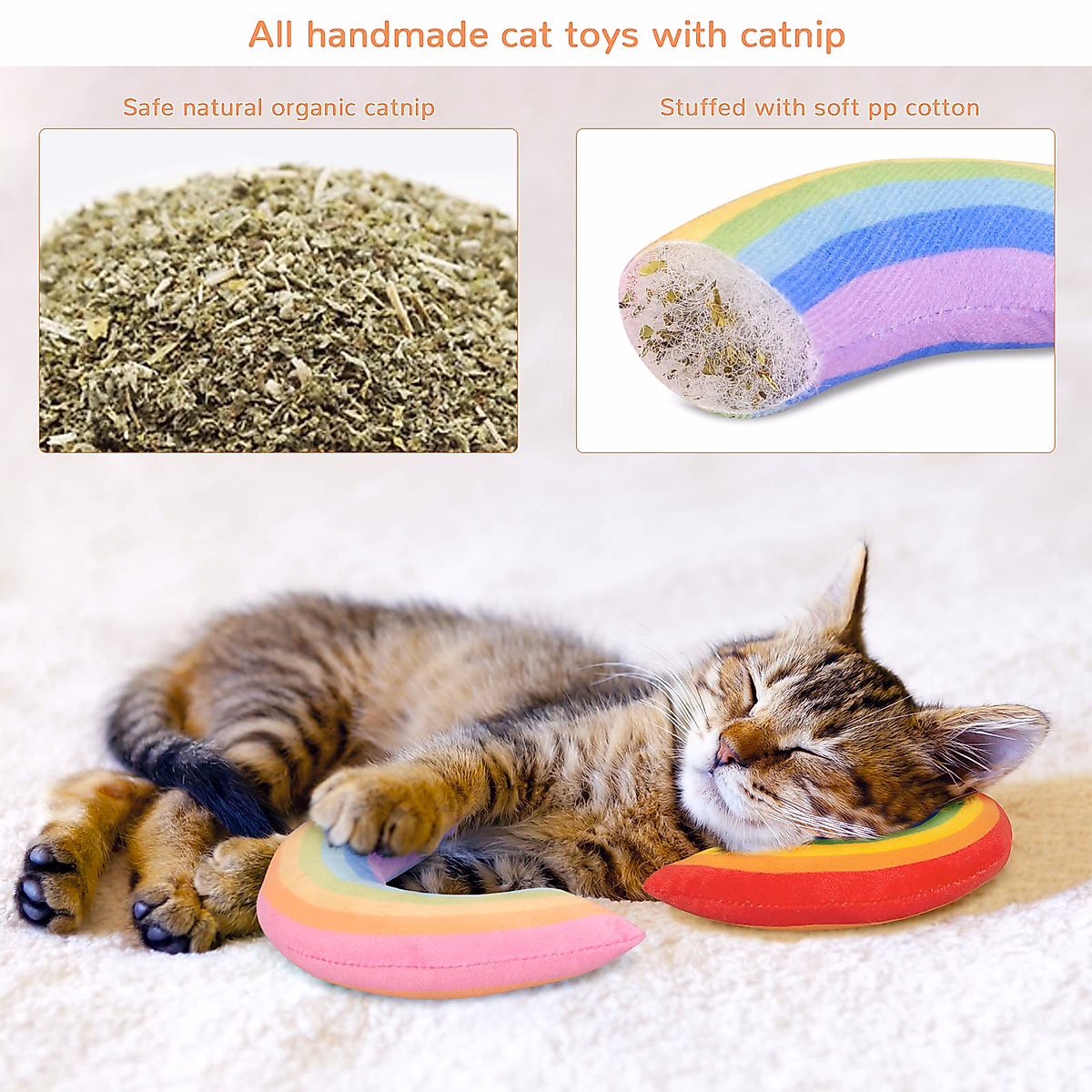 ETEKYER Catnip Toys, Catnip Toys for Cats, Cat Toys, Cat Toys for Indoor Cats, Cat Toys with Catnip, Interactive Cat Teething Chew Toys Cat Pillow Toys for Kitten Kitty, 2 Pack