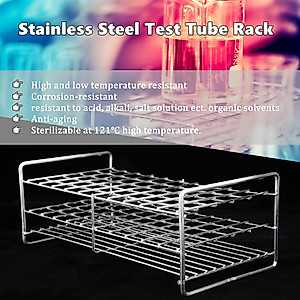 Test Tube Rack, Metal Test Tube Rack Square Hole Test Tube Stand with Handle for Laboratory