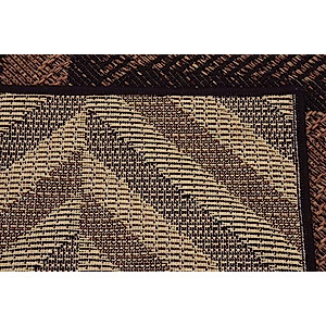 Unique Loom Outdoor Modern Collection Area Rug - Chevron (5' 4" Square, Brown/ Black)