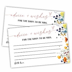 Hsupl Wildflower Floral Bridal Shower Advice & Wishes Cards, 30 Pcs Minimalism Wedding Wishes Cards, Advice For Newlyweds, Wedding Party Decorations, Bridal Shower Party Favors & Supplies - A01