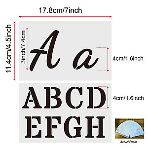 40 pcs Letters and Number Stencils Kit, 3 Inch Calligraphy Reusable Plastic Alphabet Templates for DIY Wood Sign Cake Painting Invitation Art Craft