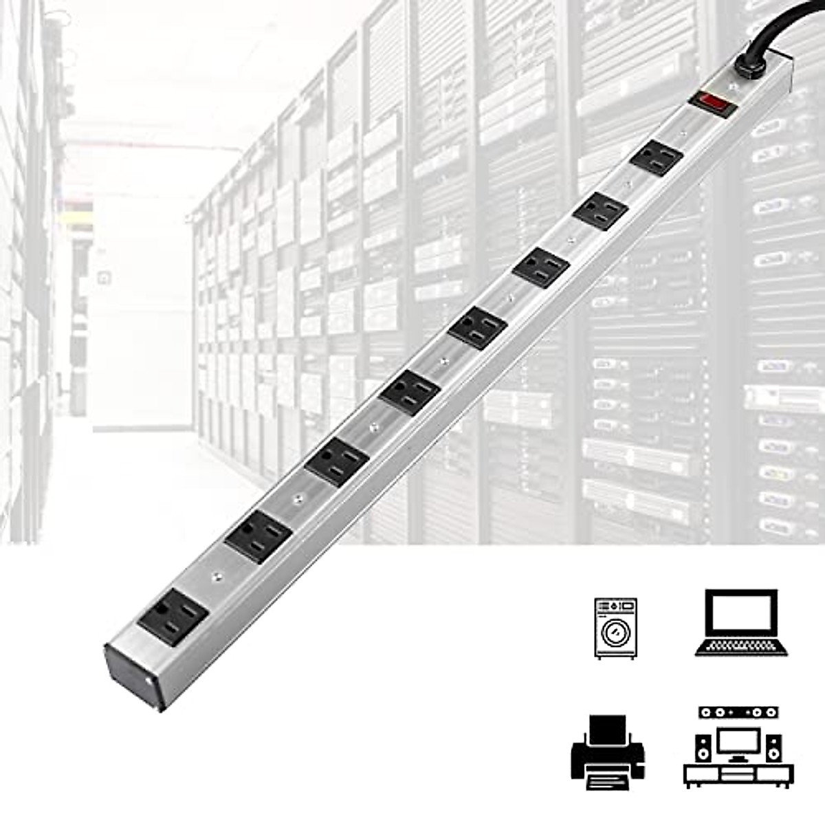Inland Products 8 Outlet Aluminum Power Strip Silver (03197)