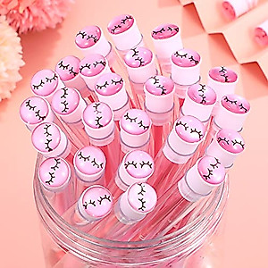 30 Pieces Disposable Eyebrow Brushes with Tubes Mascara Wand Tube Brushes Eyelash Mascara Brushes Diamond Eyelash Tubes with Transparent Cylinder Packaging for Women Girls Makeup (Pink)