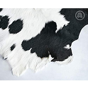 Genuine Calfskin Black and White Calfskin Calf Hide Cow Skin Cowhide Rug Leather Area Rug 3 x 3 ft.