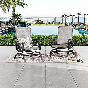 LOKATSE HOME Patio Bistro Armchairs Set of 2 Outdoor Dining Seating Chair with Fabric Metal Frame, Textilene Mesh, 2, Grey