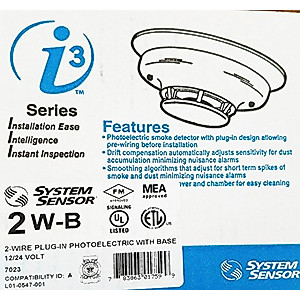 System Sensor 2W-B i3 Series 2-wire, Photoelectric i3 Smoke Detector