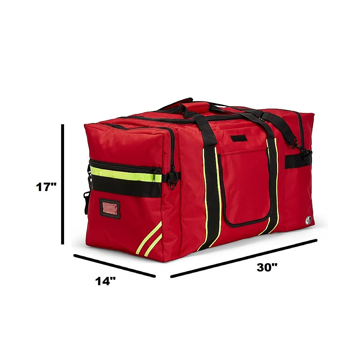 LINE2design Firefighter Gear Bag, Turnout Jumbo Fire Bag with Reflective Trim, Padded Shoulder Strap and Maltese Cross Logo Red Bag