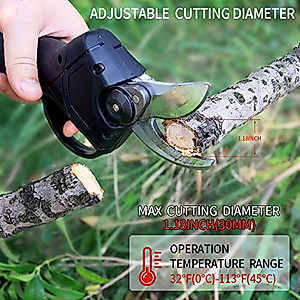 dibike Electric Pruning Shears with Rechargeable Lithium Battery, 30mm Max Cutting Diameter, Power Tree Electric Branch Scissors Wood Prunner (Black-2)