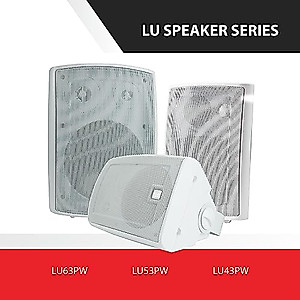Dual Electronics LU43PW 3-Way High Performance Outdoor Indoor Speakers with Powerful Bass | Effortless Mounting Swivel Brackets | All Weather Resistance | Expansive Stereo Sound Coverage | Sold in Pairs, White