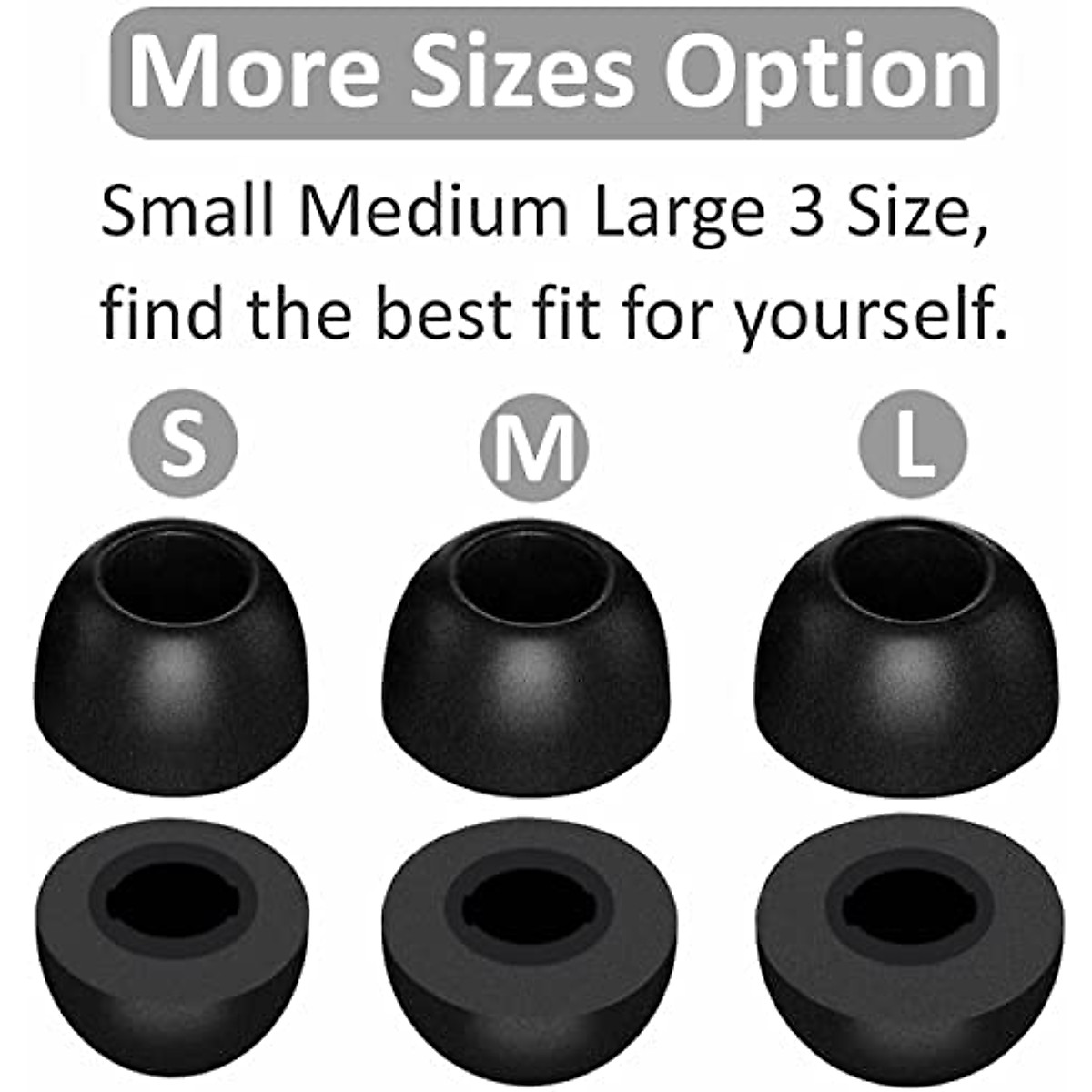BLLQ Memory Foam Ear Tips Compatible with Anker Soundcore P2 / P3 and Other Sound Core T W S Earbuds, Foam Ear Buds Ear Cap Ear Plug Eartips, LMS 3 Size 3 Pairs , Black SC
