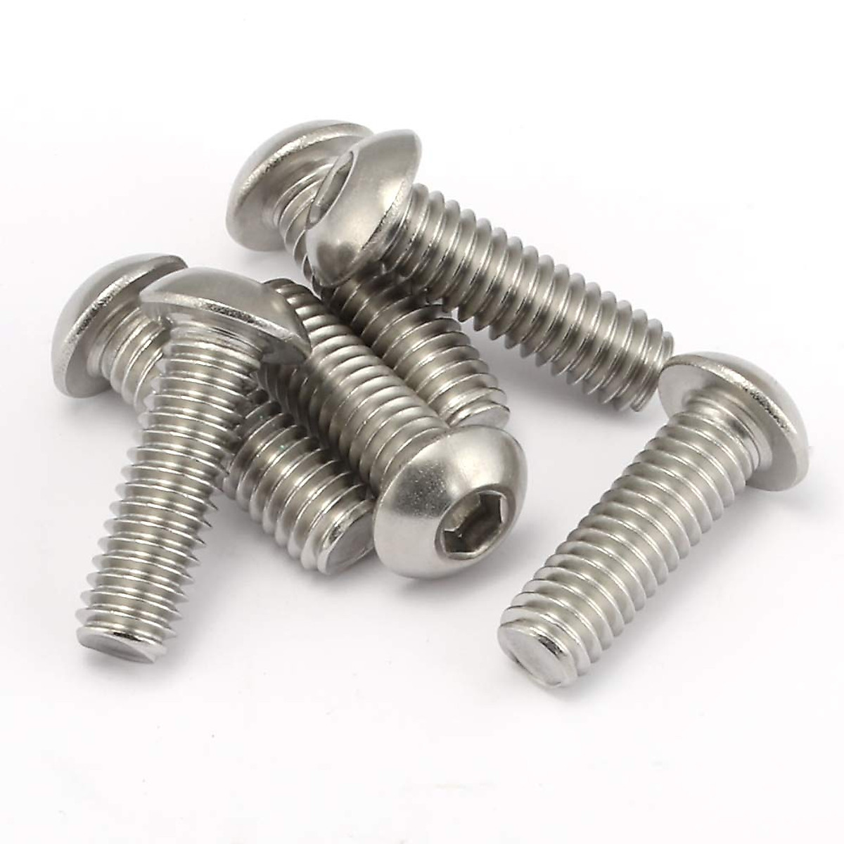50 PCS Button Head Socket Cap Screws, M6 x 20mm, 25mm, 30mm, 35mm, 40mm, 304 Stainless Steel 18-8, Bright Finish, Fully Threaded
