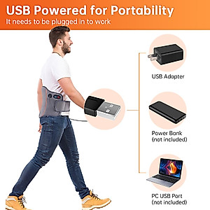 Comfheat Back Heating Pad with Vibration Massage for Lower Back Pain Relief USB Lumbar Heating Pads for Car Travel, Heated Waist Belt Warm Therapy Helpful for Lumbar Spine, Cramps (Non-Rechargeable)