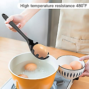 MJIYA Silicone Spaghetti Server, Food Grade Pasta Fork, High Heat Resistant to 480°F, Durable Heat-Resistant Silicone Spaghetti Scoop (Black)