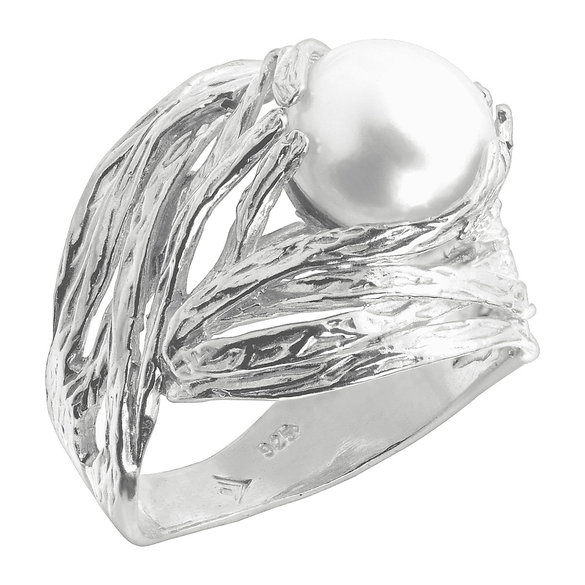 Silpada 'Nested Cultured Pearl' 9.5-10 mm Freshwater Cultured Pearl Ring in Sterling Silver, Size 8 Size 8