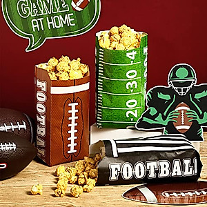 120 PCS Football Popcorn Bags Football Candy Treat Bags Football Party Popcorn Boxes Football Popcorn Holder Football Paper Favor Bags for Football Theme Birthday Party Baby Shower Supplies
