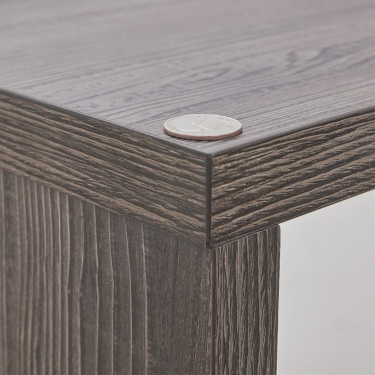 HSH L Shaped Computer Desk, Rustic Wood Corner Desk, Industrial Writing Workstation Table with Cabinet Drawer Storage for Home Office Study, Grey 60 inch