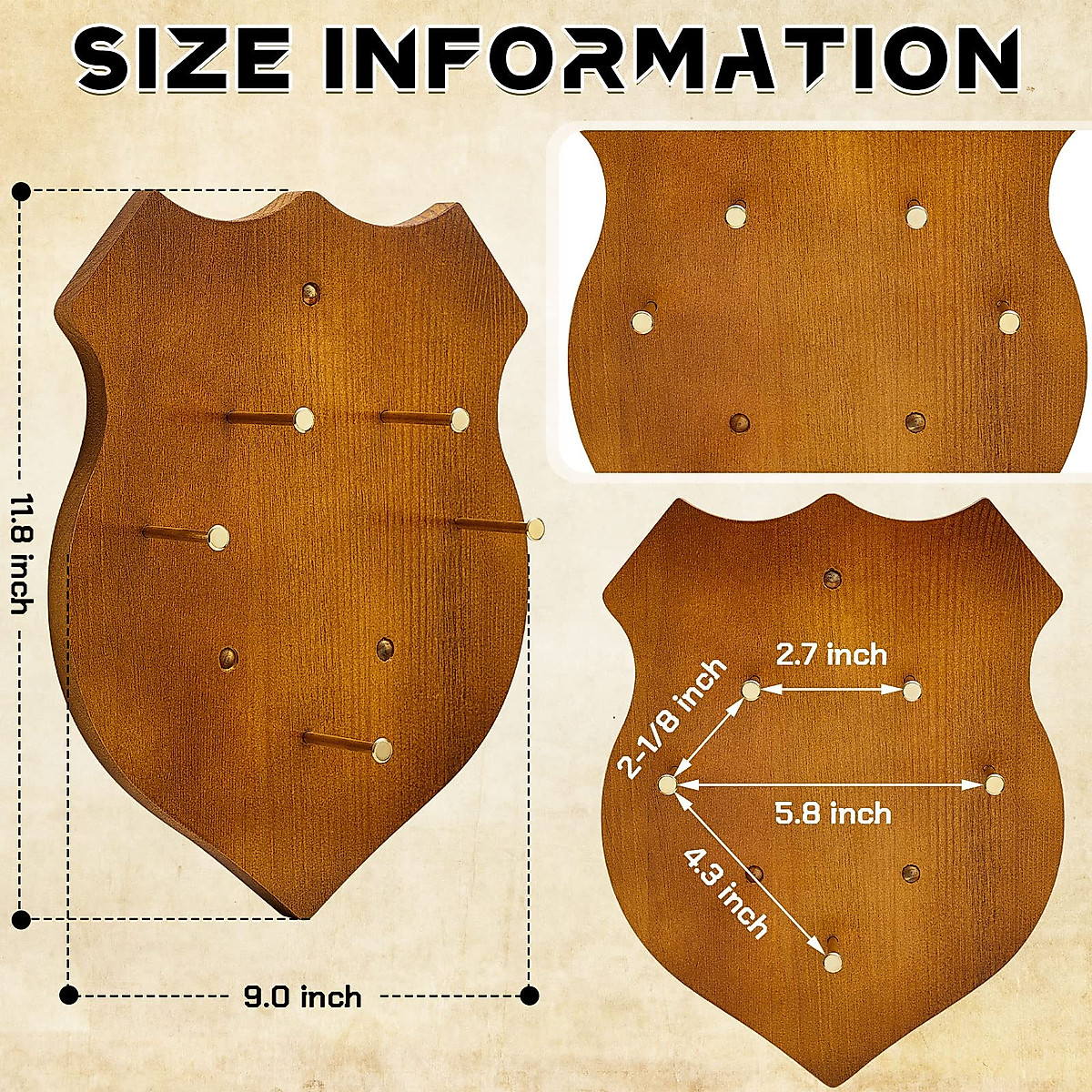 Queekay Sword Wall Mount Display Wooden Holder Axe Katana Sword Wall Mount Plaque Stand Hanger for Gift(Brown)