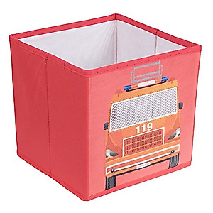 Clever Creations Collapsible Storage Organizer, Perfect Vehicle Themed Toy Chest for Storing Books, Shoes, Games and More, Fire Truck