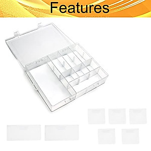 Juvielich Clear Plastic Organizer Box,14 Grids Storage Container Jewelry Box with Adjustable Dividers,for Beads Art DIY Crafts Jewelry Fishing Tackles 8.27"x6.69"x1.57"(LxWxH) 1PCS