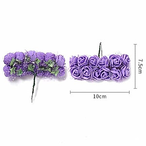 SHTGOI 144 pcs PE Foam Roses Mini Artificial Roses 2.5CM Rose Heads Decoration Fake Roses with stem Flower Heads for Wedding Bridal Hair Clips Headbands Bouquets Milk White