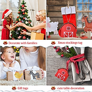 16 Pcs Farmhouse Christmas Ornaments Farm Animal Decorations Set Hanging Felt Animals Christmas Tree Ornaments Set Barn Donkey Horse Chicken Duck Pig Sheep Cow Christmas Decorations Animals Craft Kit