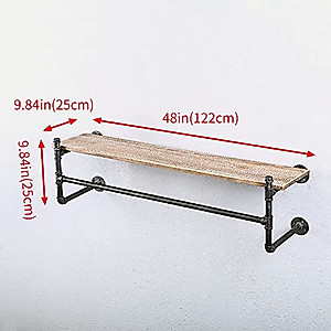 Industrial Pipe Clothing Rack Wall Mounted Clothes Rack,Pipe Clothing Rack with Shelf Clothes Rack with Shelves,Retail Shelving Garment Rack