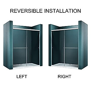 ELEGANT Shower Door 58.5-60" W x 72" H, Semi-Frameless Bypass Sliding Shower Doors, 1/4" Clear Glass, Brushed Nickel Finish