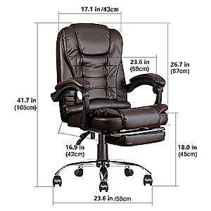 anjsindra Ergonomic Executive Office Chair with Footrest, PU Leather Task Chair with High Back Adjustable Height Modern Desk Chair, Black (Ergonomic Executive Office Chair, Amber)