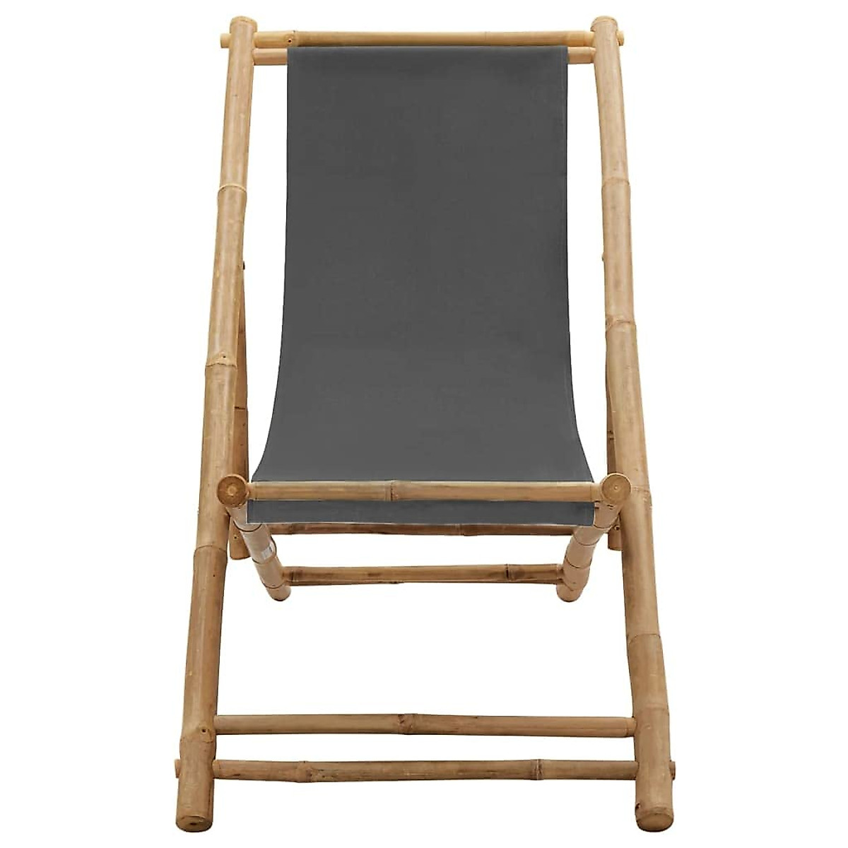 Deck Chair Bamboo and Canvas Dark Gray Embrace The Outdoor Relaxation Create Your Patio Paradise