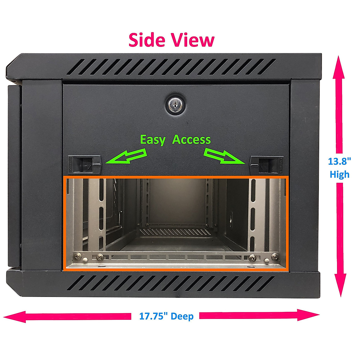 Kenuco Wall Mount Rack Server Cabinet Data Network Enclosure 19-Inch Server Network Rack with Locking Glass Door 16-Inches Deep (BLACK 06U)