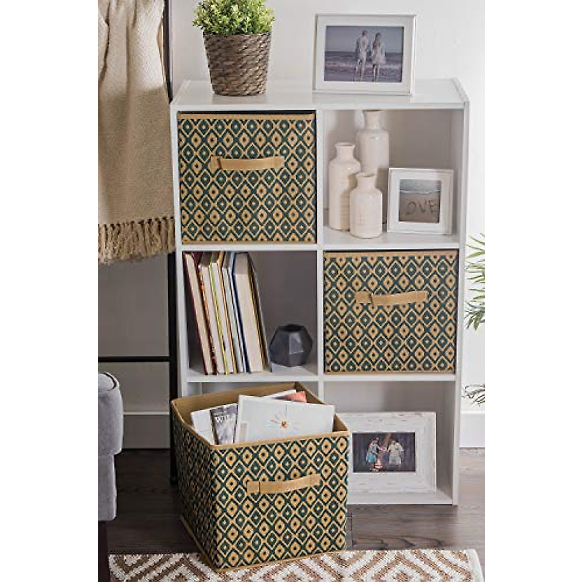 DII Non Woven Polyester Ikat Storage Bin, 11x11x11 (2), Green