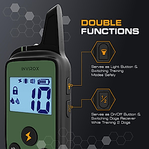 INVIROX Shock Collar for Large Dog [Spark K9] 124 Levels with Remote 1100yd Range, Night-Light Mode for Medium Dogs IP67 Waterproof Training Collar for Dogs