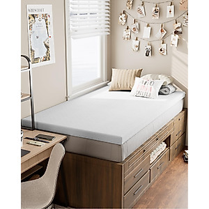 Ferlizer 3" [Twin XL] Mattress Topper, Memory Foam Mattress Topper Twin Extra Long for College Dorm with Ultra Soft Cover & Corner Straps, CertiPUR-US Certified, Grey