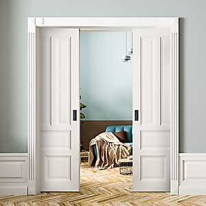 Ravinte 4 Pack Black Sliding Closet Door Handles Black Flush Pulls 4.72in Length Recessed Finger Pulls for Sliding Barn Door Sqaure Cabinet Pulls Stainless Steel