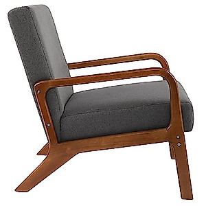 thksbought Accent Chair Armchair with Wood Modern Chair Lounge Side Chair Fabric Single Sofa for Living Room Bedroom Chair(1,Gray)