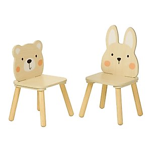 OOOK Kids Wooden Animal Chairs, Including Rabbit and Bear Chair, Kids Playroom Furniture for Eating, Reading, Playing