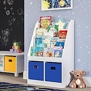 RiverRidge Kids Bookshelf & Toy Storage Organizer with 4 Book Racks, 2 Cubbies - Versatile Toy Organizer for Bedroom or Playroom Book Nook Toy Tidy