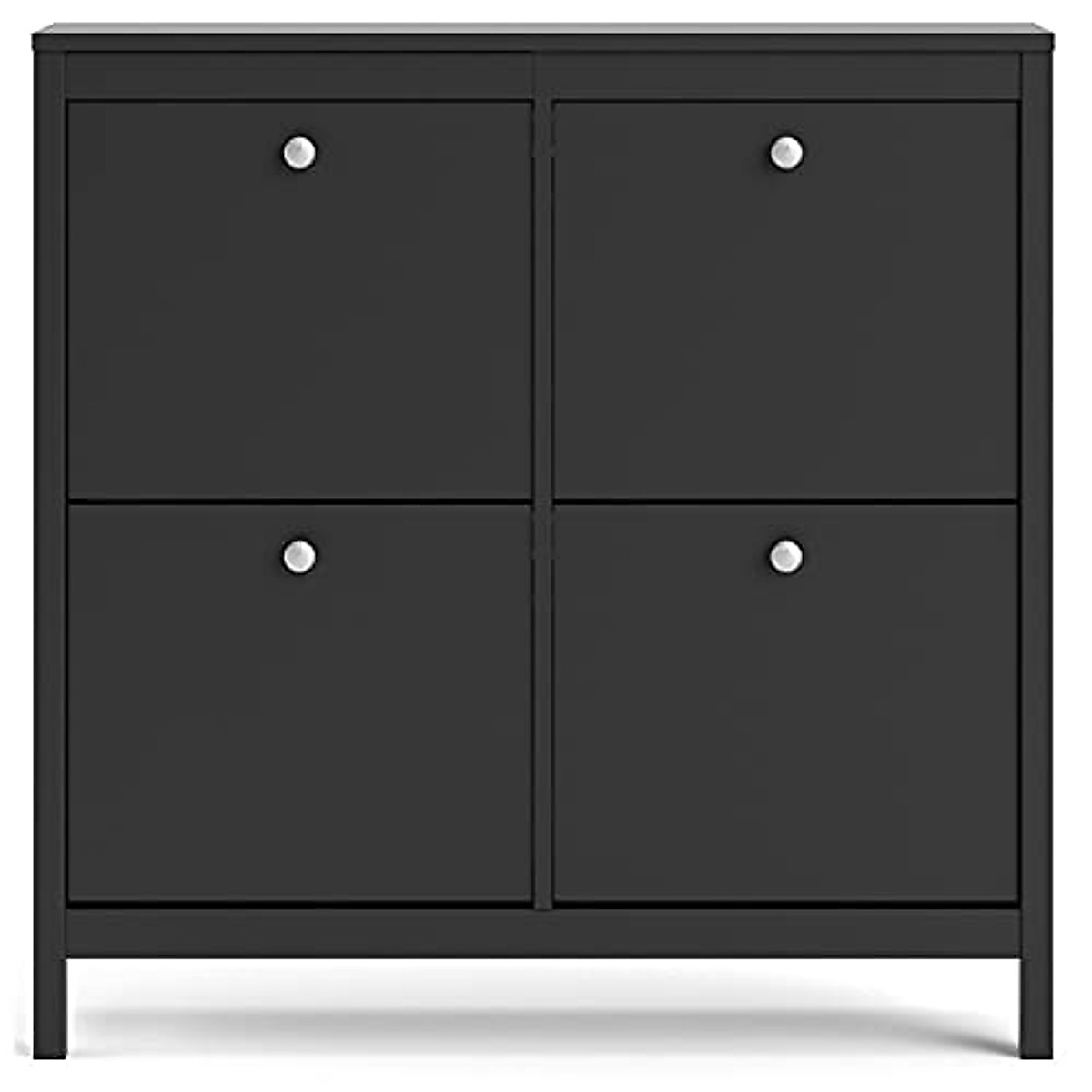 Pemberly Row 4 Drawer Shoe Cabinet, 16-Pair Shoe Rack Storage Organizer in Black Matte