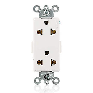 Leviton 5835-W Decora Plus Straight Blade and Europlug Receptacles, Commercial Specification Grade, 16 Amp, 250 Volt, White