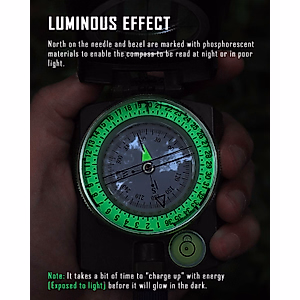 Eyeskey Tactical Survival Compass with Lanyard & Pouch | Waterproof & Impact Resistant | Lensatic Sighting Compass for Hiking (Black)