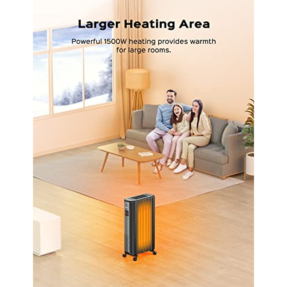 Dreo Radiator Heater, Upgrade 1500W Electric Portable Space Oil Filled Heater with Remote Control, 4 Modes, Overheat & Tip-Over Protection, 24h Timer, Digital Thermostat, Quiet, Indoor