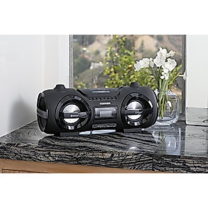 Toshiba Wireless Bluetooth Boombox Speaker: Portable CD Boom Box with FM Radio, Remote & LED Lights