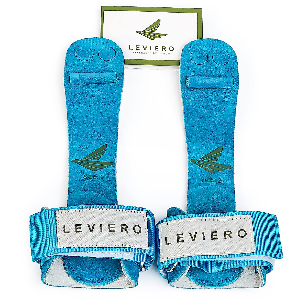 LEVIERO Gymnastics Grips Set Narrow Nippers, Grips for Gymnastics Girls, Dowel Grips with Soft Leather, Hook and Loop Wrist Straps, and Adjustable Finger Holes, for All Ages - (Aqua, 1)