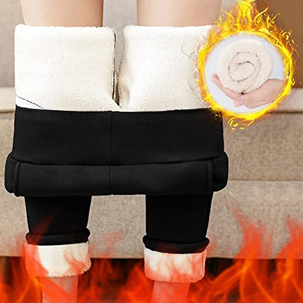 High Waisted Thermal Winter Yoga Pants for Women High Waisted Thermal Winter Hiking Running Pants Pockets(Pink,X-Large)