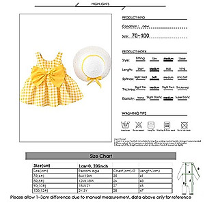 Camidy Infant Baby Girl Polka Dots Bowknot Dress Sleeveless Sundress with Straw Hat for 0-3Y