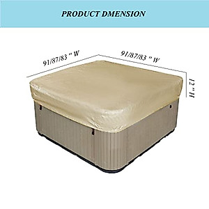 Aurragiy Square Hot Tub Cover Garden Hot Tub Spa Cover Replacement Waterproof UV Protected Rectangular Spa Cover Outdoor Spa Covers-Beige (87''Lx87''Wx12''H)